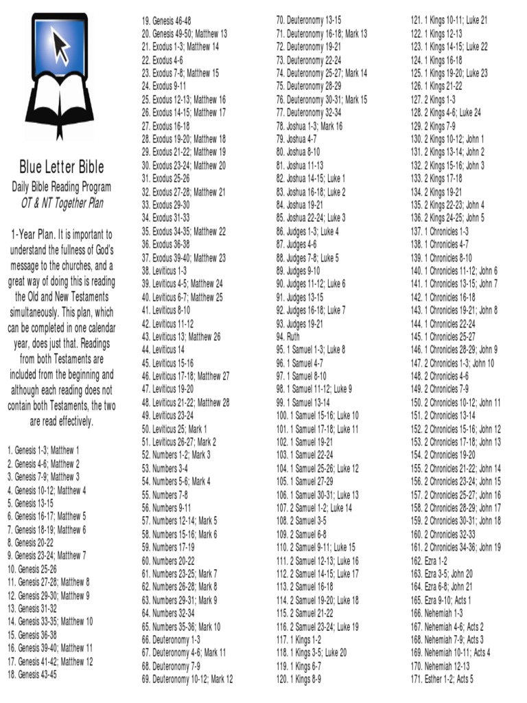 Blue Letter Bible: OT & NT Together Plan | Download Free PDF | Books Of ...