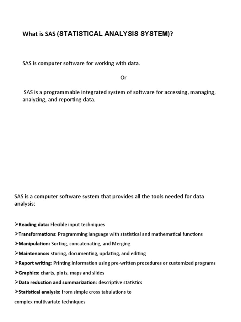 What Is Sas (Statistical Analysis System) ? | PDF | Sas (Software) | Data