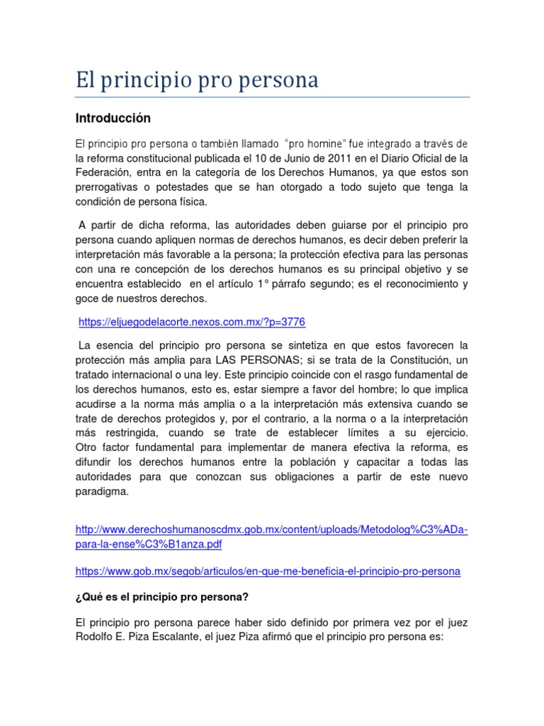 Principio Pro Homine | PDF | Constitución | Derechos humanos