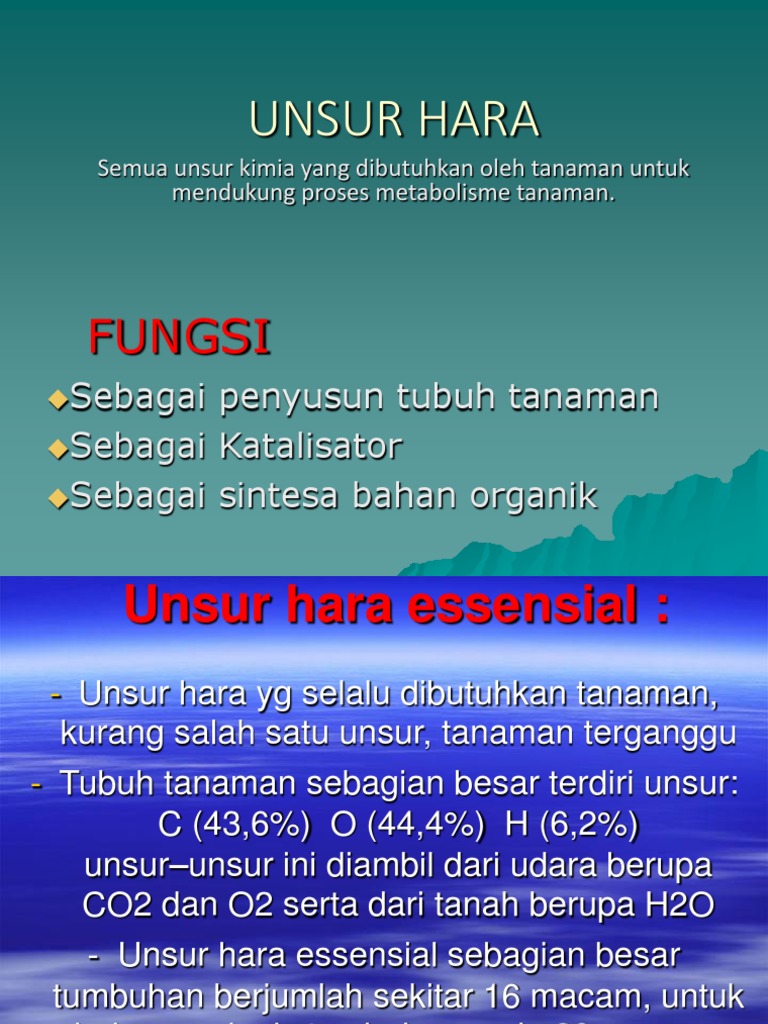 Fungsi dan Jenis Unsur Hara Tanaman | PDF