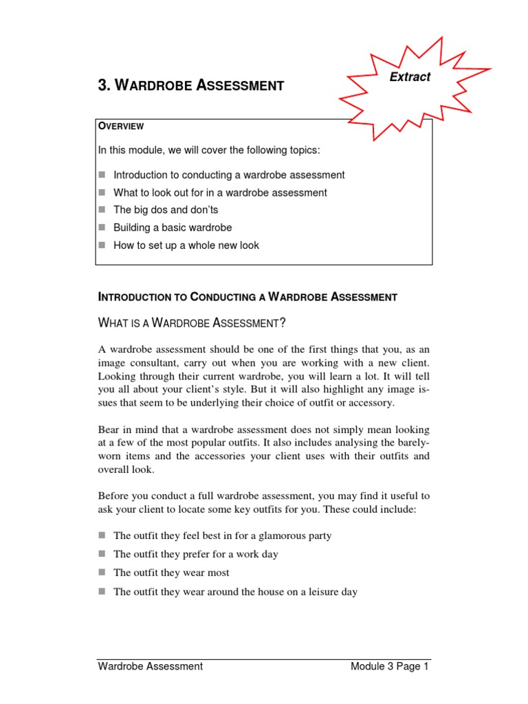 Wardrobe Assessment | PDF | Undergarment | Clothing