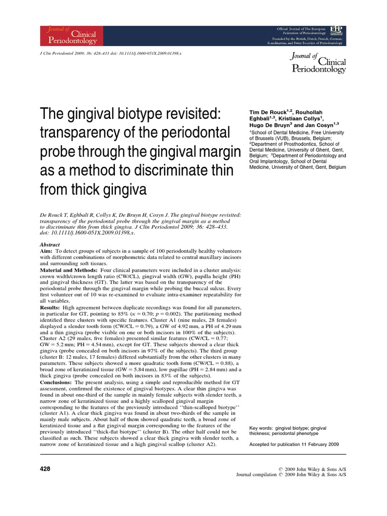 Gingival Biotype Classification Insights | PDF | Dental Implant | Face