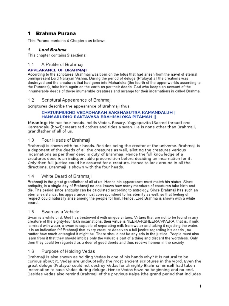 1 Brahma Purana | PDF | Vishnu | Indian Religions