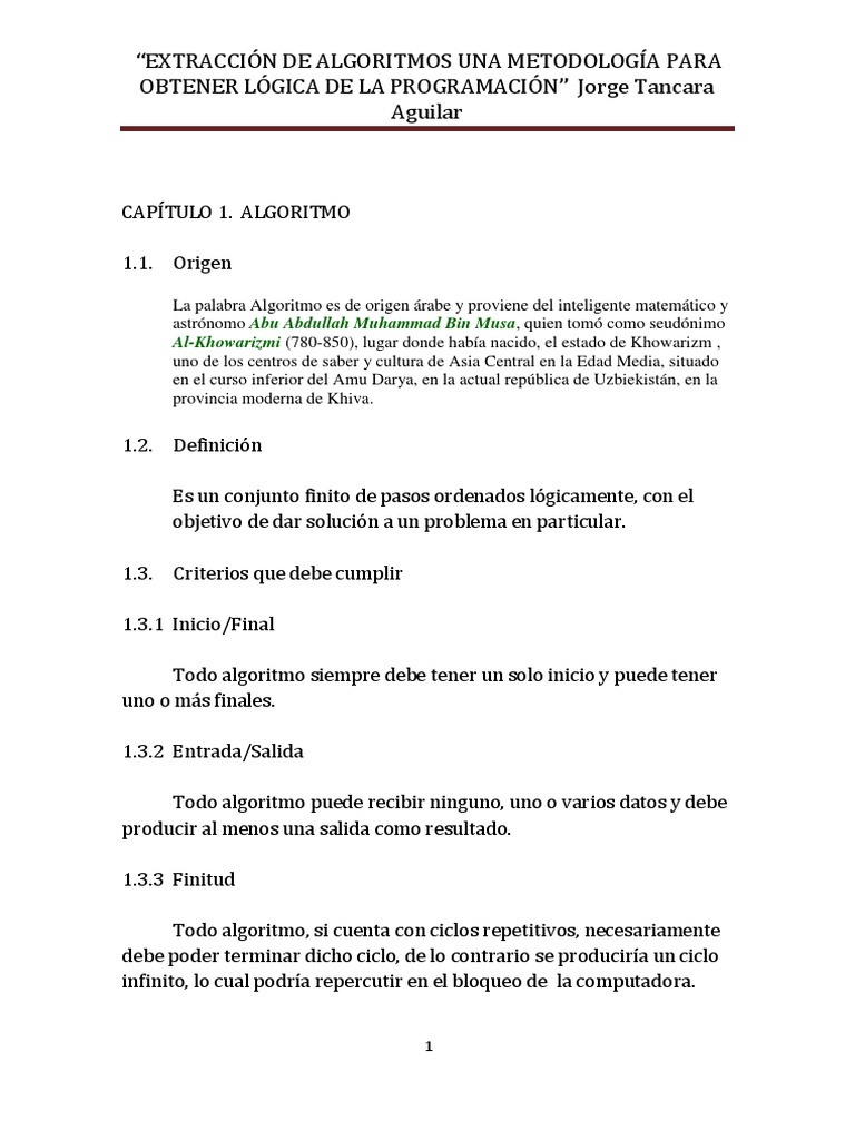 Capítulo 1 | PDF | Algoritmos | Lenguaje de programación