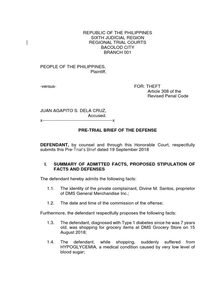 Pre Trial Brief | Justice | Crime & Justice