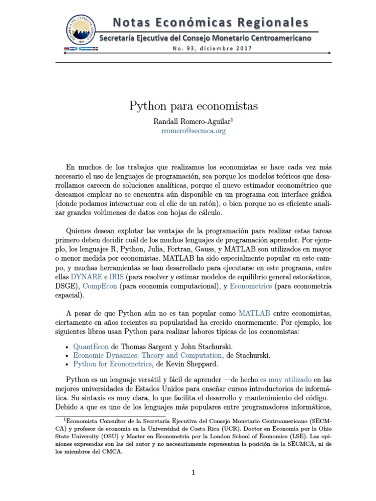 Python para Economistas | PDF | Python (lenguaje de programación) | Ecuaciones