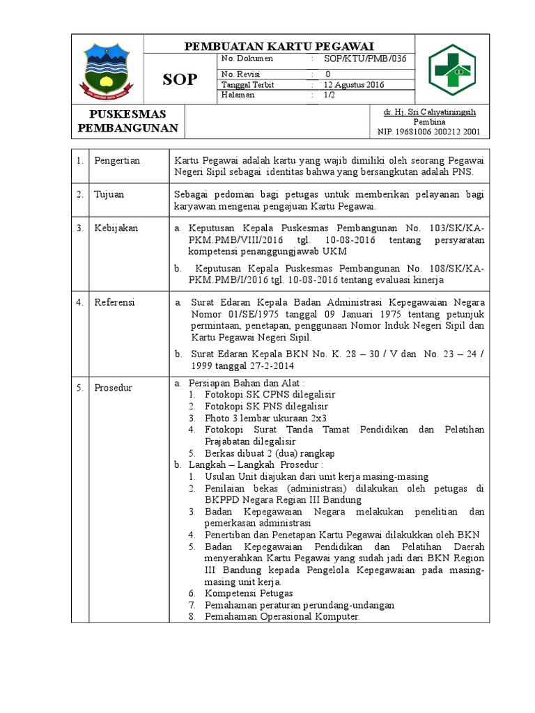 36 Spo Pembuatan Kartu Pegawai | PDF