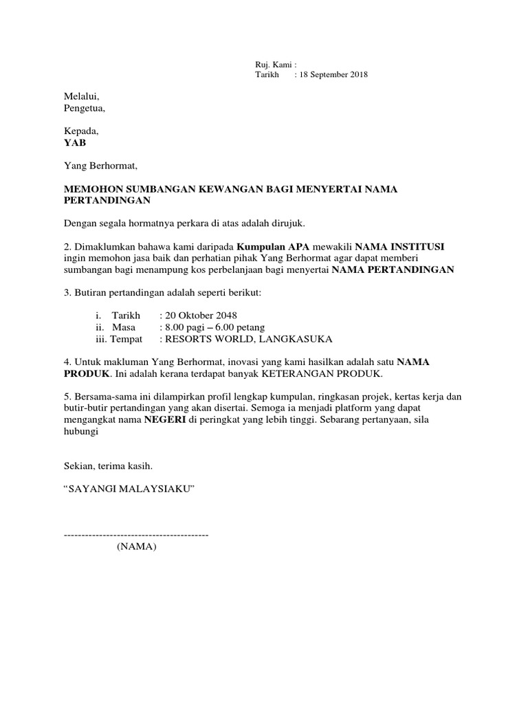Surat Mohon Sumbangan YB | PDF