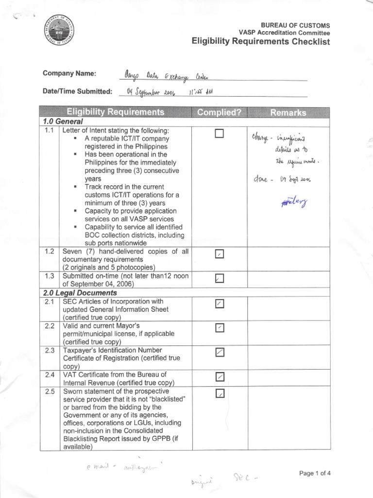 Service Provider Eligibility Checklist | PDF