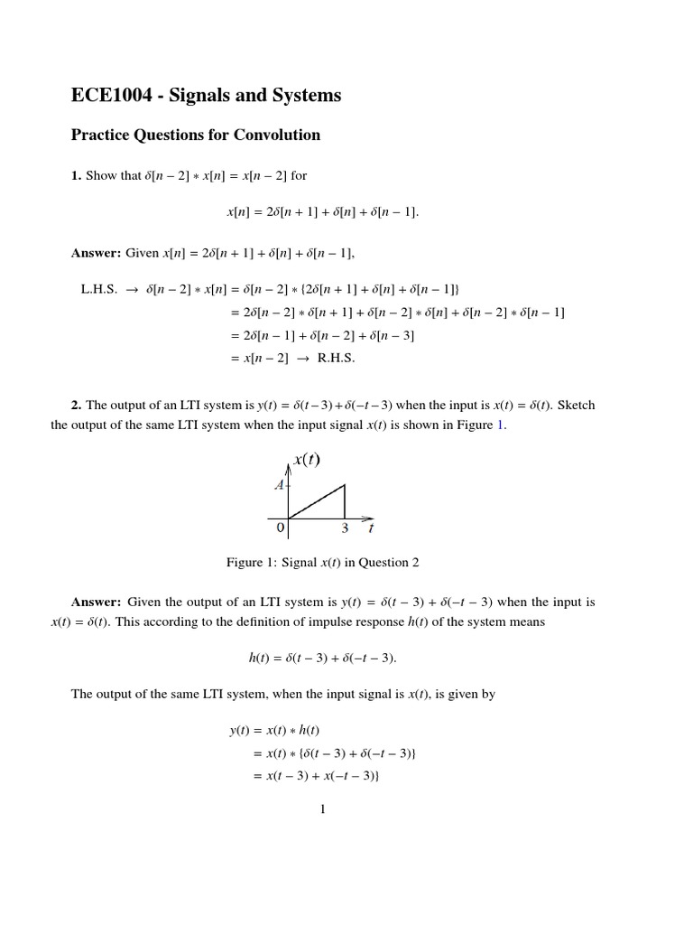 Answers To Practice Questions For Convolution - PDF | PDF | Systems ...