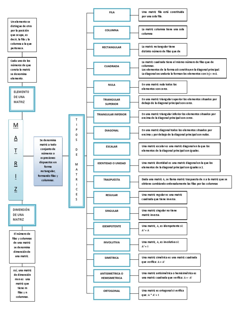Mapa Conceptual Matriz | PDF | Matriz (Matemáticas) | Análisis funcional