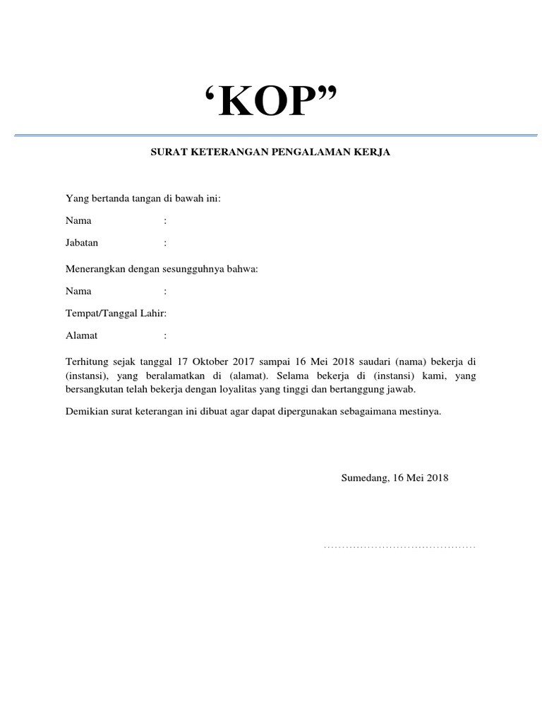 Suket Pengalaman Kerja | PDF