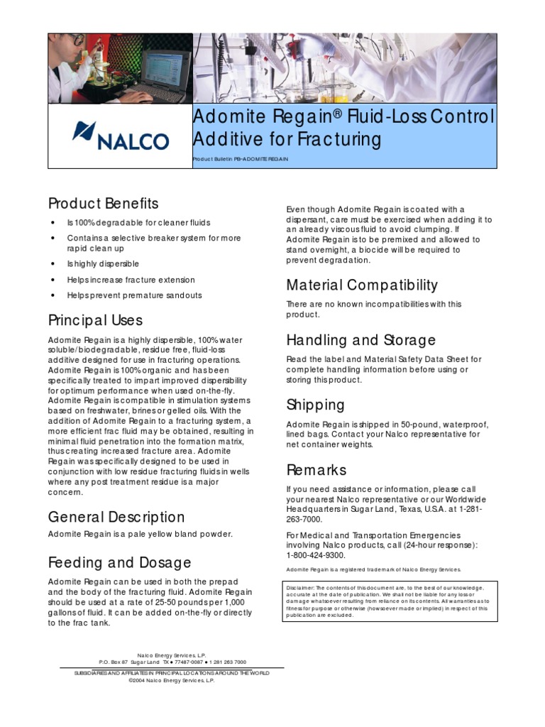 Adomite Regain Fluid-Loss Control Additive For Fracturing: Product ...