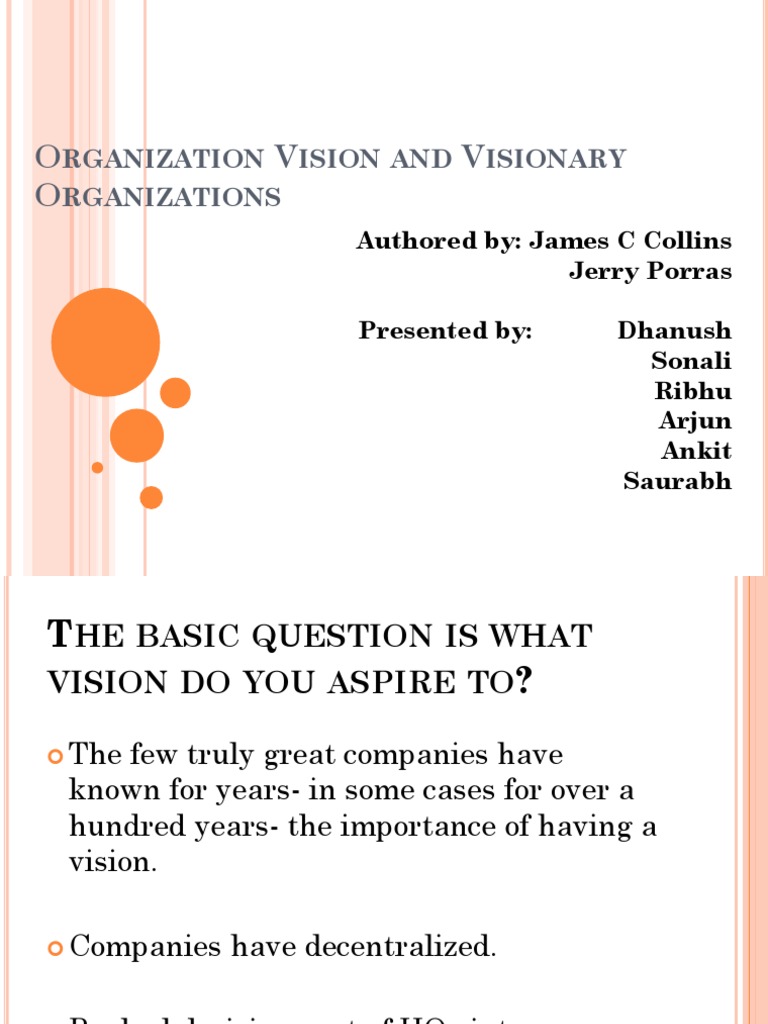 Organization Vision and Visionary Organizations | PDF | Goal | Value ...