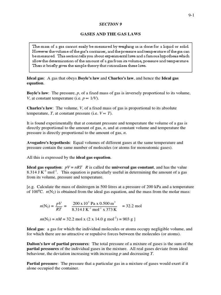 Gases and The Gas Laws PDF | PDF | Gases | Pressure