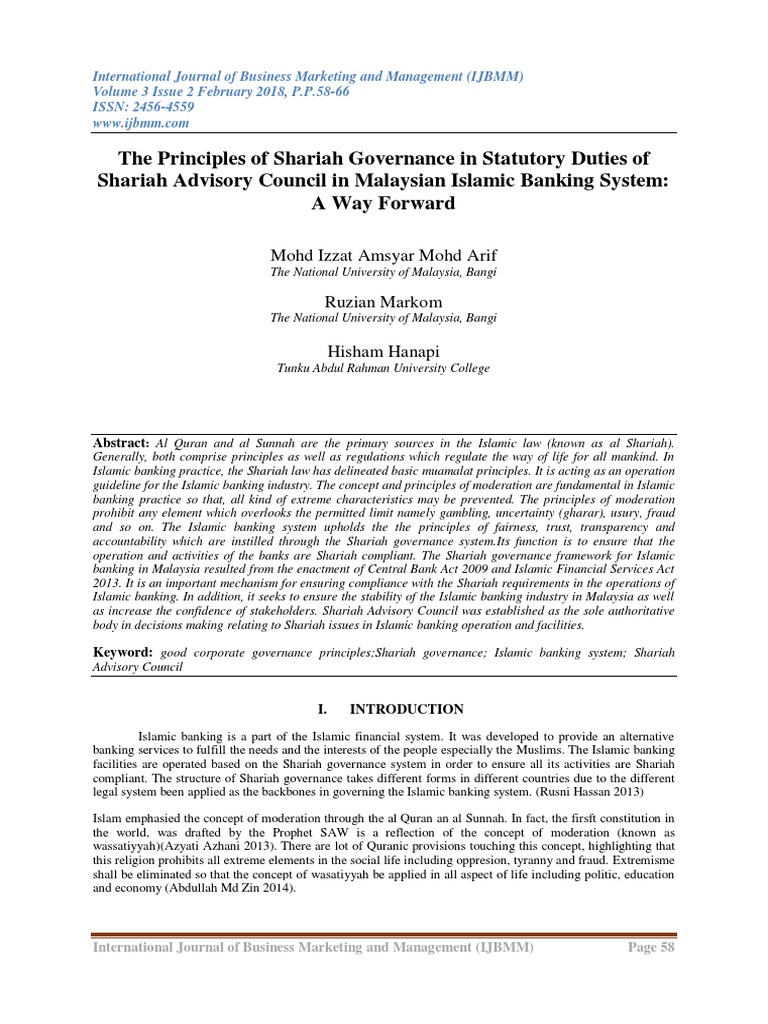 The Principles of Shariah Governance in Statutory Duties of Shariah ...