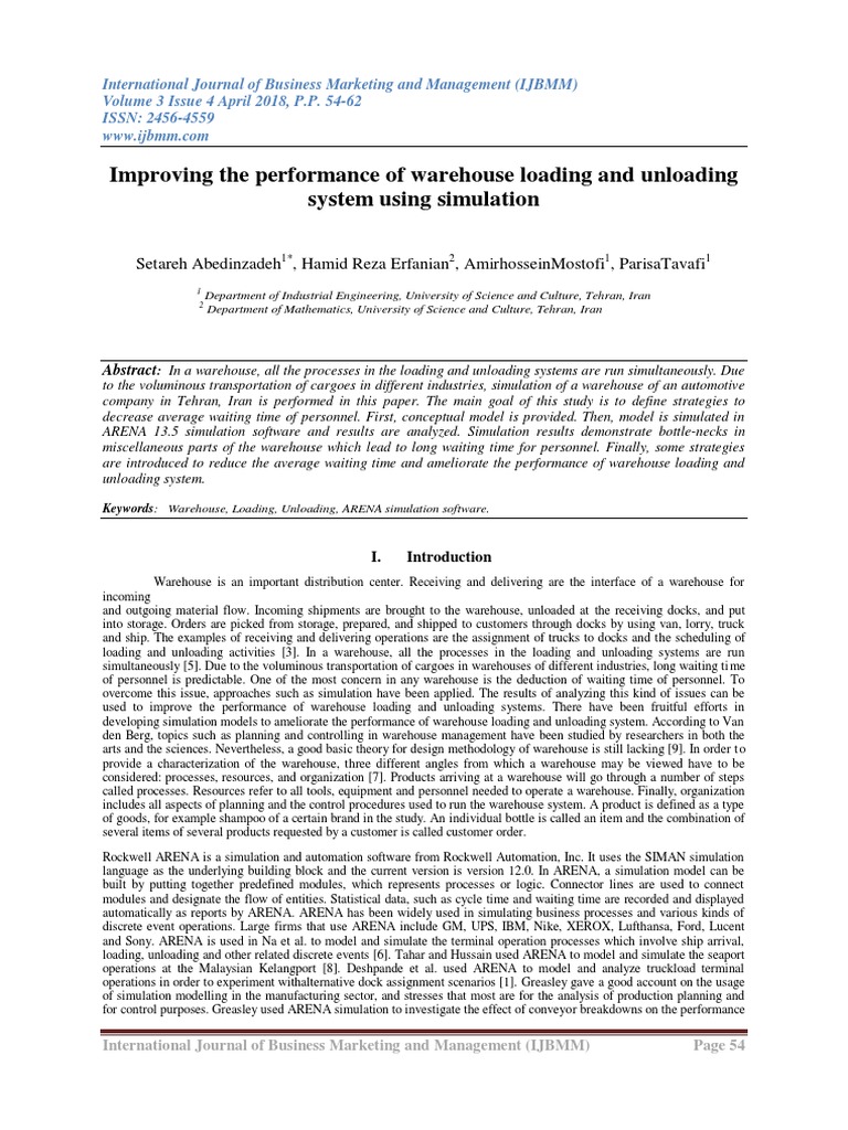Improving The Performance of Warehouse Loading and Unloading System Using Simulation | PDF ...