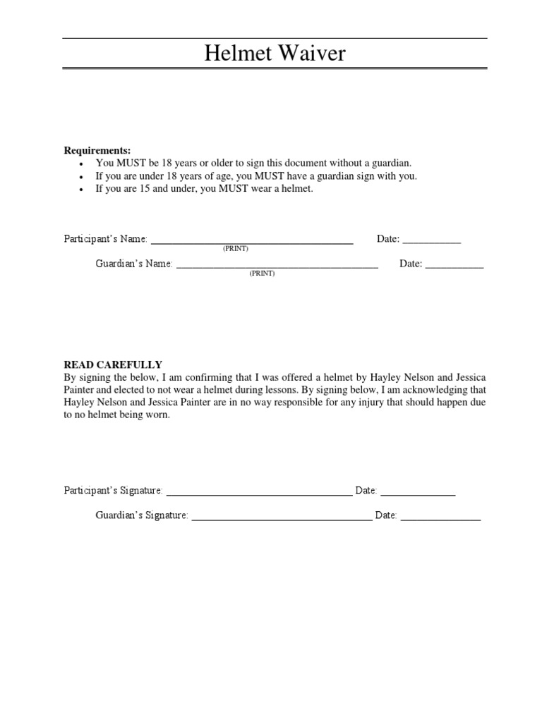 Helmet Waiver | PDF