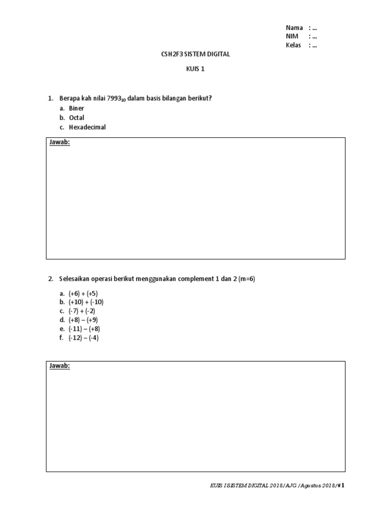 Soal Konversi Basis Bilangan, Signed Integer Dan Floating Point | PDF