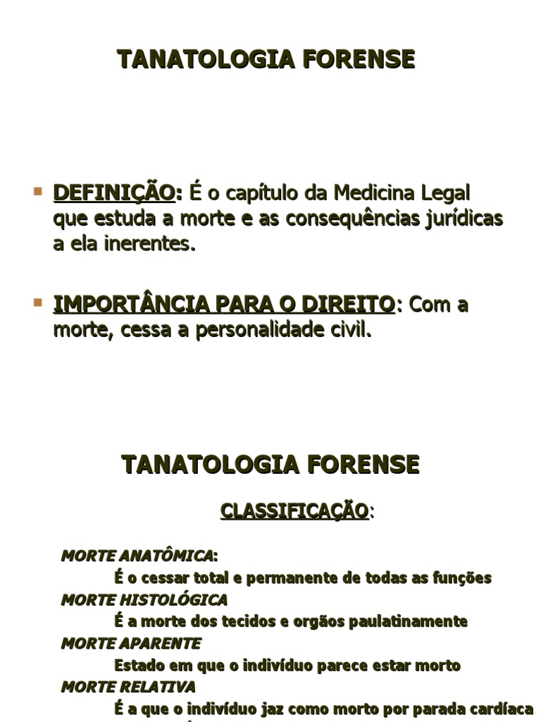 Tanatologia Forense: Tipos e Sinais de Morte | PDF | Natureza | Morte
