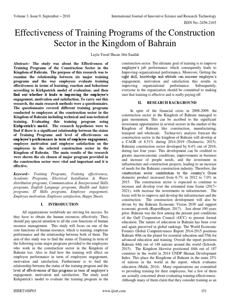 Effectiveness of Training Programs of The Construction Sector in The ...