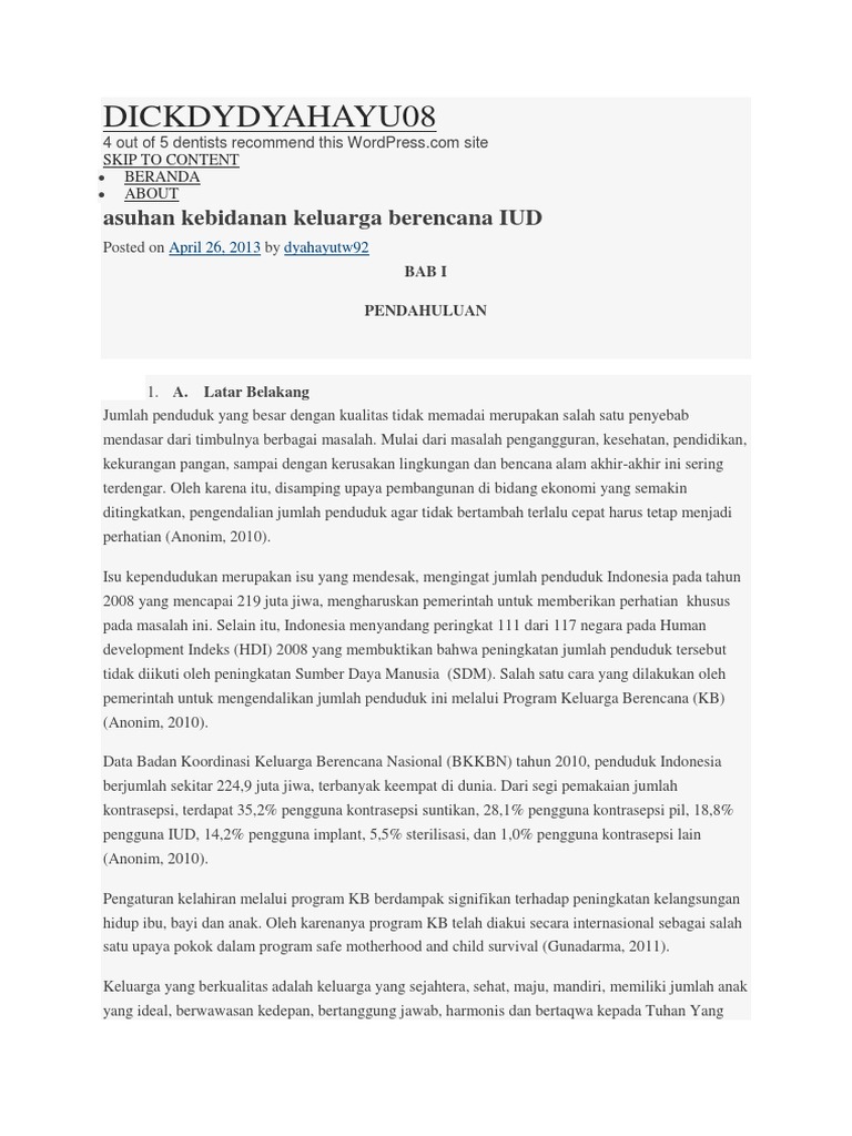 Asuhan Kebidanan Keluarga Berencana IUD | PDF