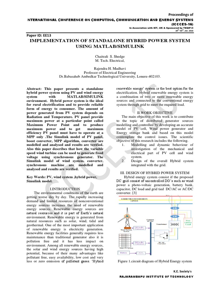 Implementation of Standalone Hybrid Power System Using Matlab/simulink | PDF | Photovoltaics ...