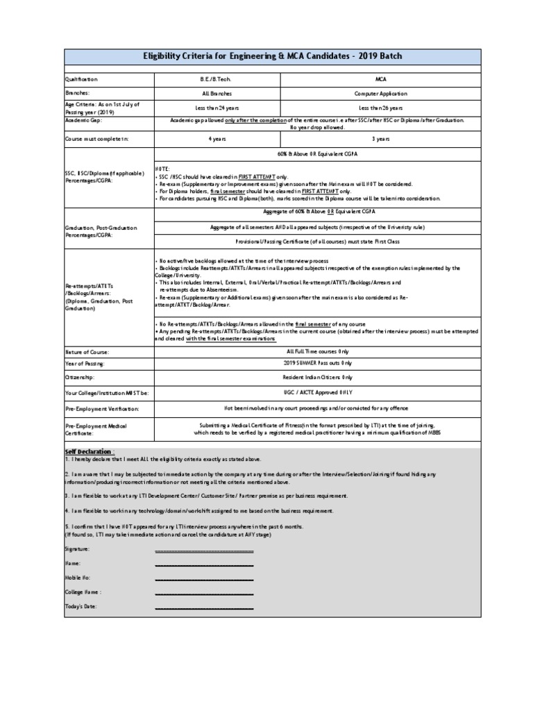 Eligibility Criteria - Engg & MCA - Year 2019 PDF | PDF | Diploma ...
