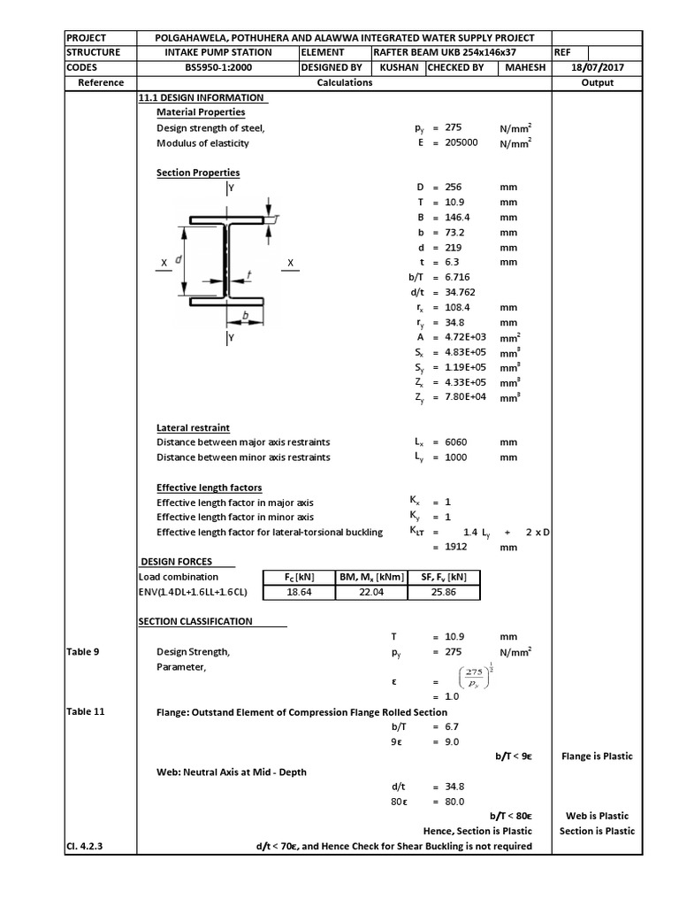 H Section | PDF | Bending | Buckling