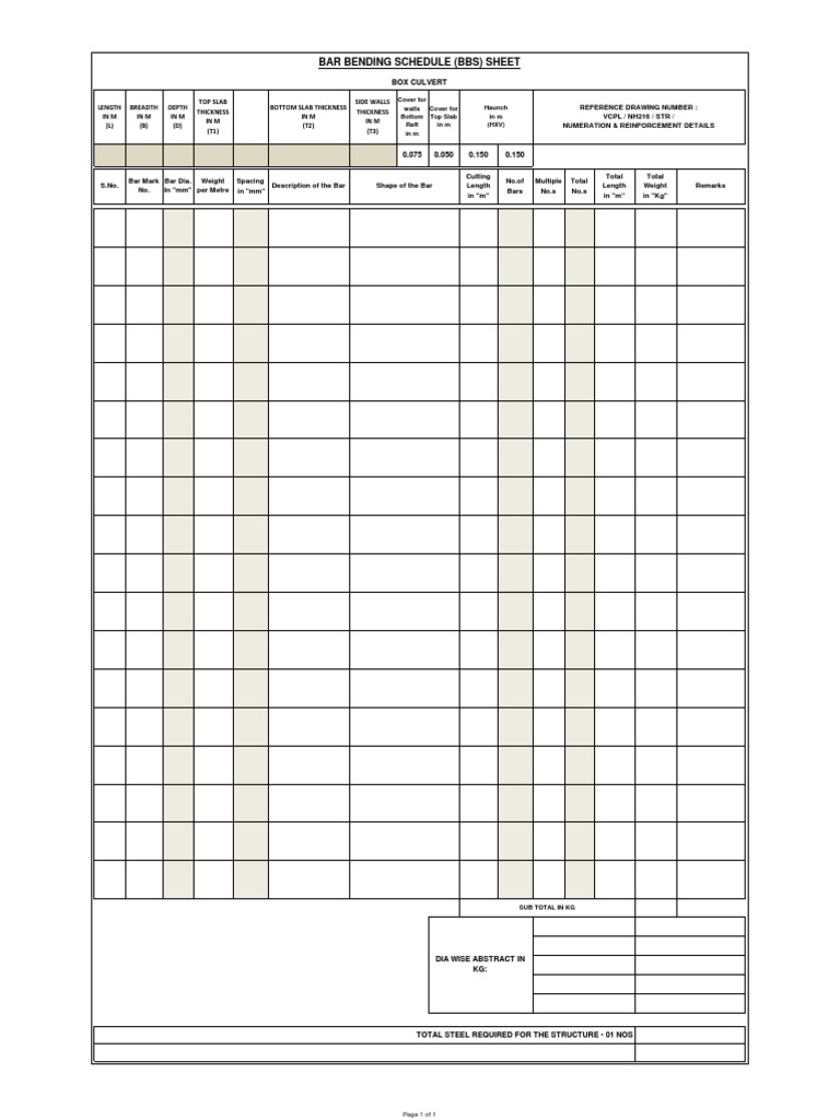 Empty BBS - Formate | PDF | Building Materials | Building Engineering