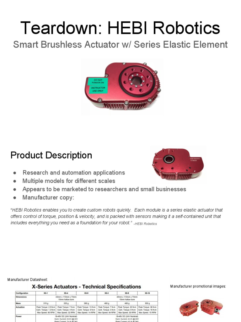 Hebi Teardown Presentation | PDF | Robotics | Electrical Connector