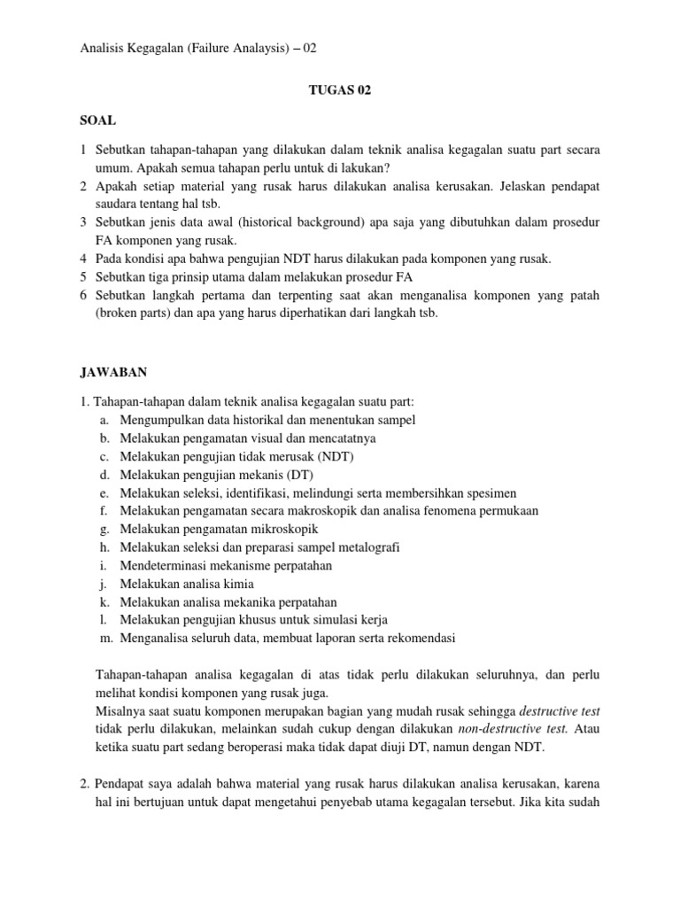 TUGAS-02 Analisis Kegagalan | PDF