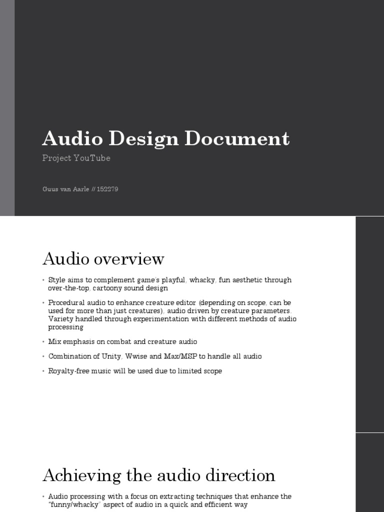 Audio Design Document: Project Youtube | PDF | Sound Recording And ...