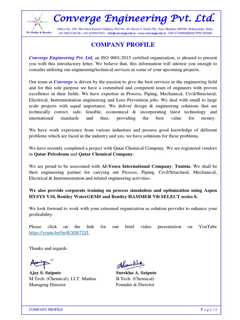 Company Profile | Download Free PDF | Microsoft Excel | Engineering