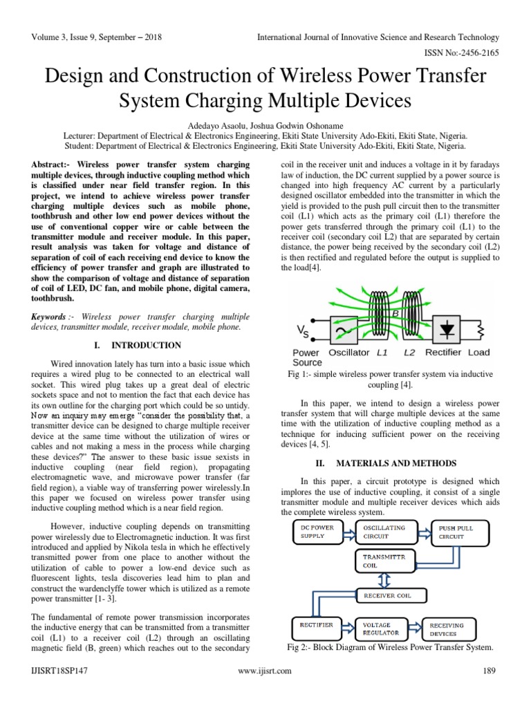 Design and Construction of Wireless Power Transfer System Charging ...