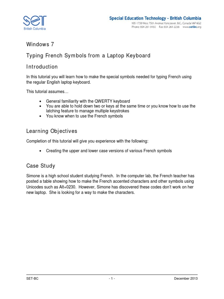 Typing French Symbols From The Laptop Keyboard Updated | PDF | Computer ...