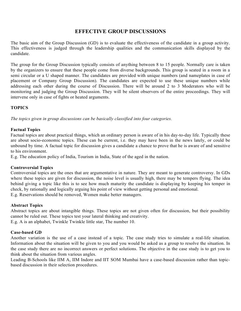 Effective Group Discussion | PDF | Conversation | Communication