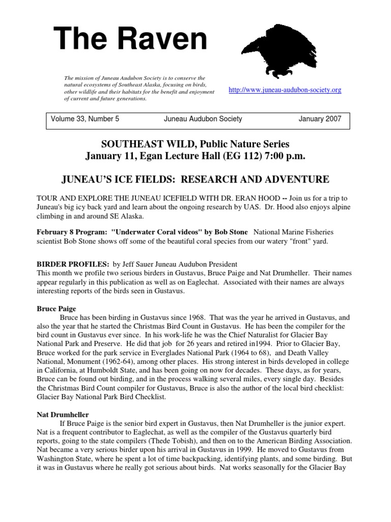 January 2007 Raven Newsletter Juneau Audubon Society | PDF | Holarctic ...