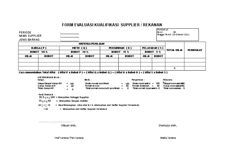 FM-SAR-13 Rev 00 Kualifikasi Supplier | PDF