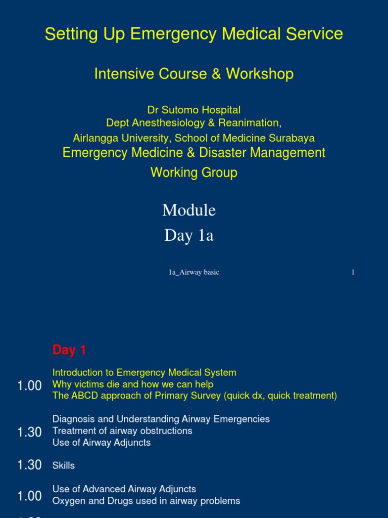 Setting Up Emergency Medical Service: Intensive Course & Workshop | PDF