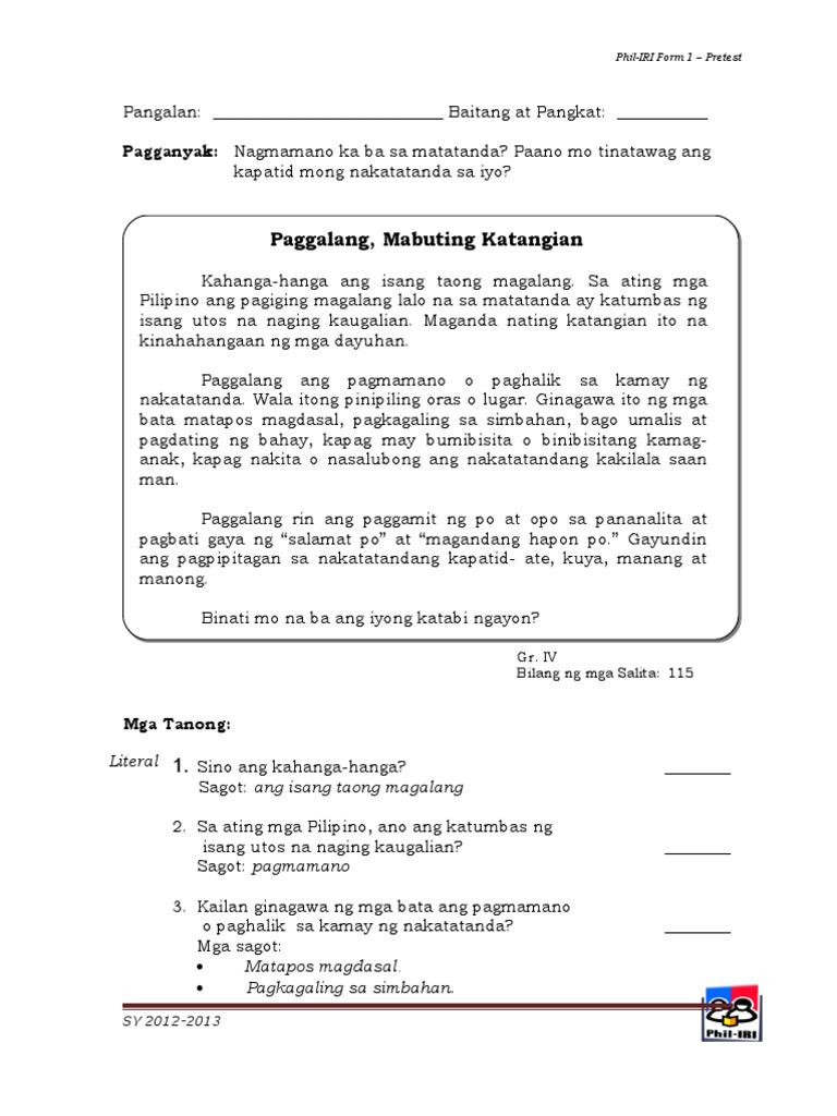 Paggalang Ng Mga Pilipino