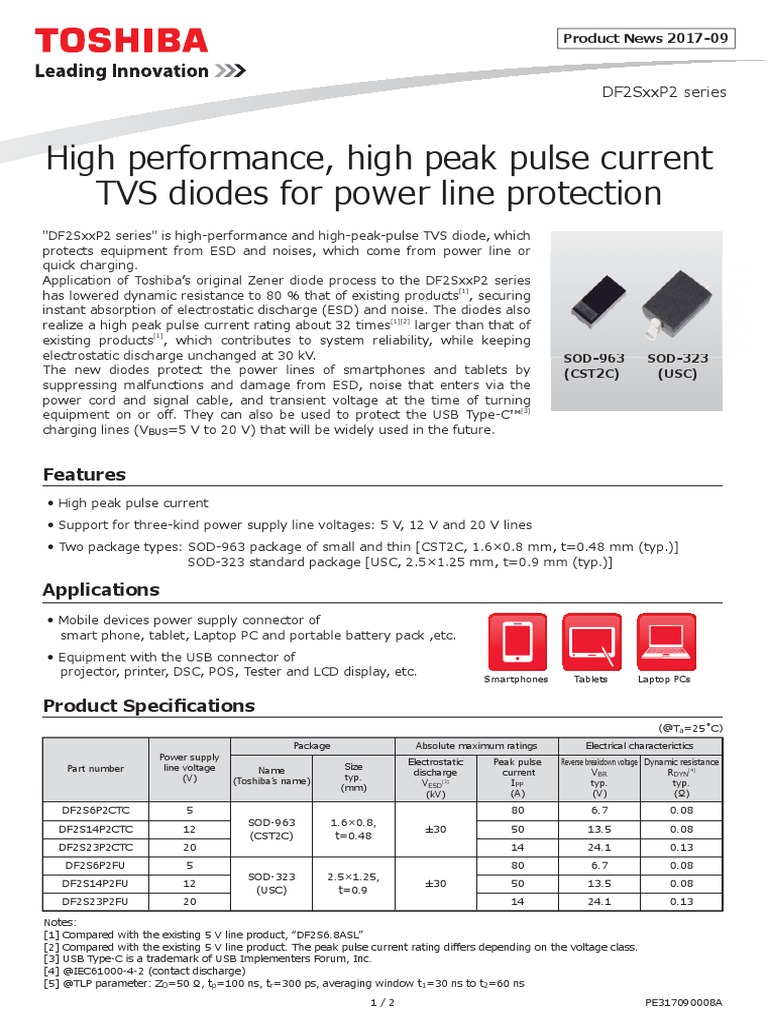 High Performance, High Peak Pulse Current TVS Diodes For Power Line ...