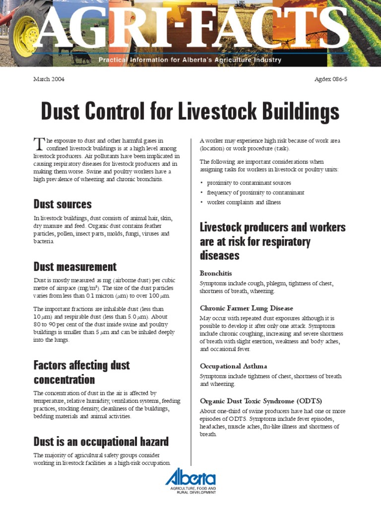 Dust Control For Livestock Buildings: Dust Sources Livestock Producers ...