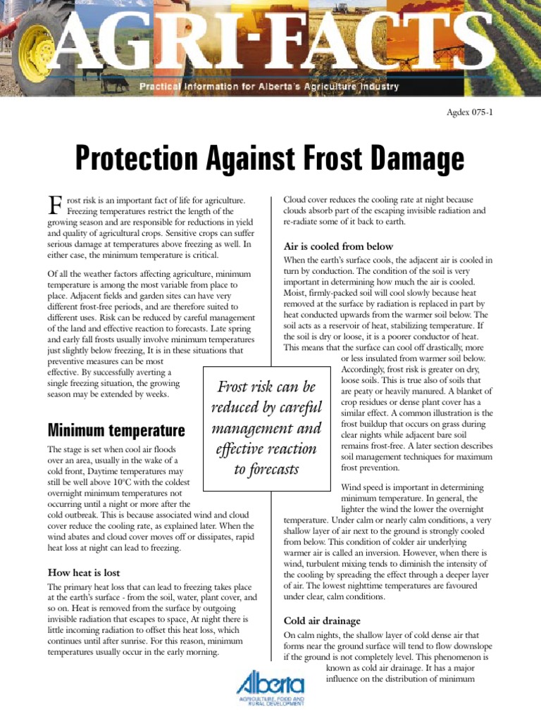 Protection Against Frost Damage: Minimum Temperature | PDF | Frost ...