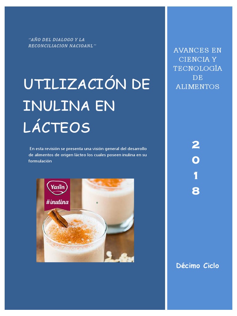 Inulina En Lácteos Innovación Y Salud Pdf Yogur Productos Lácteos