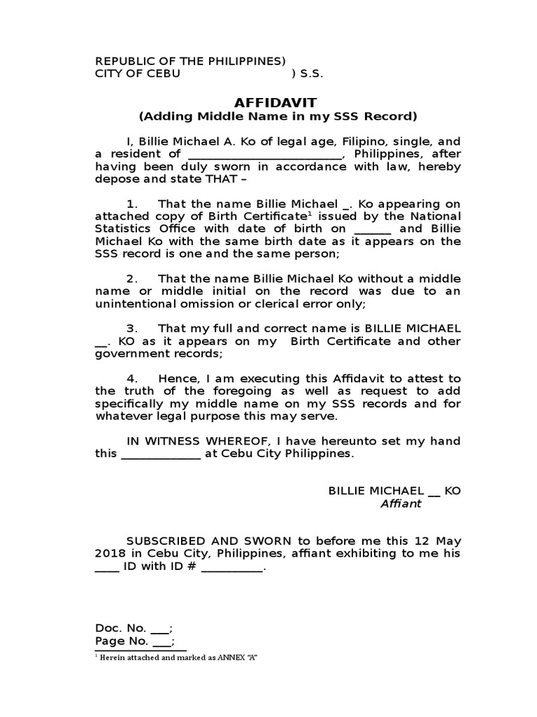 Affidavit Sample | PDF | Affidavit | Public Law