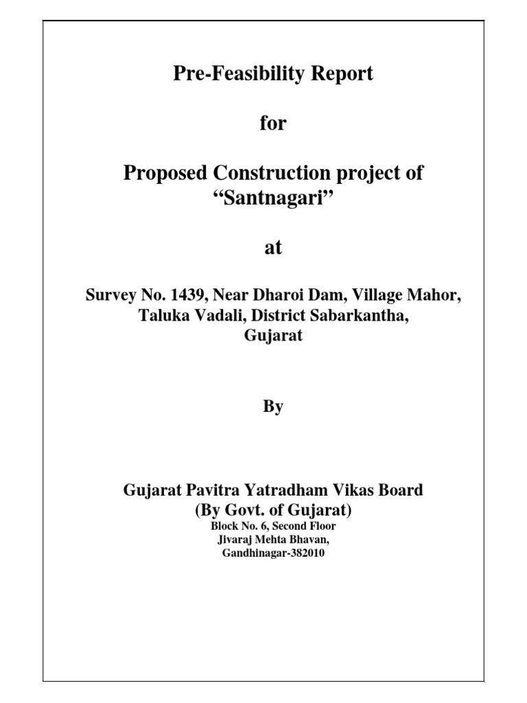 Pre-Feasibility Report For Proposed Construction Project of "Santnagari ...