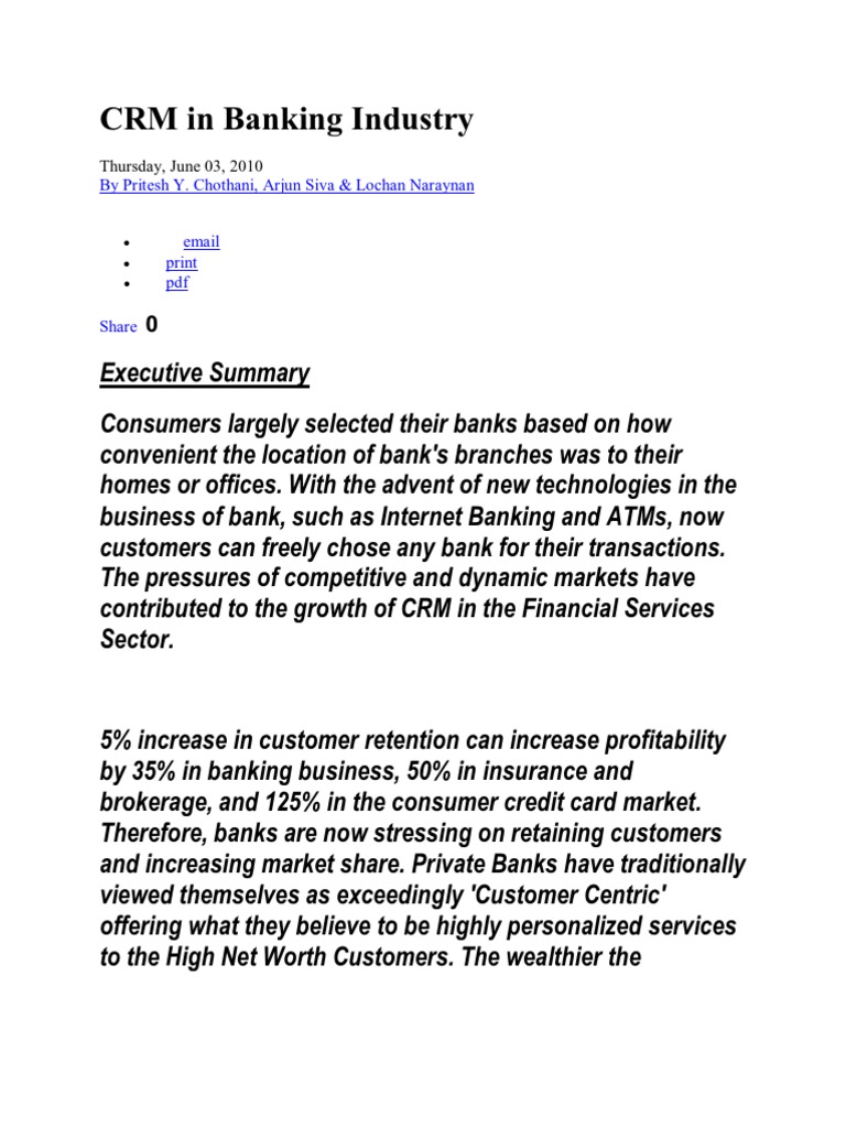 CRM in Banking Industry | PDF | Banks | Customer Experience