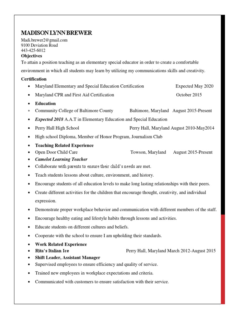 Madison Lynn Brewer Resume | PDF