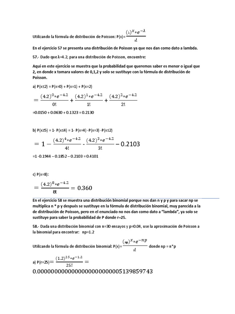 Ejercicios Poisson | Distribución de Poisson | Probabilidad